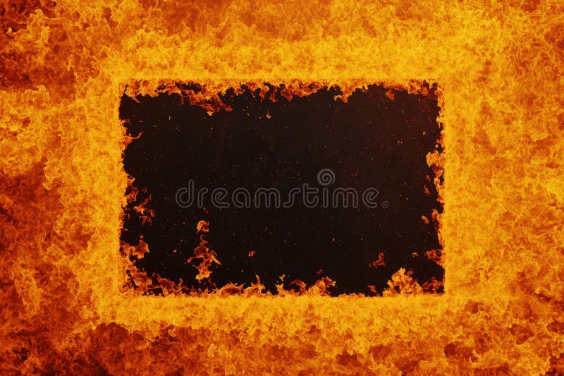 Fire Flames Create a Dramatic Frame Highlighting the Intensity of Heat ...