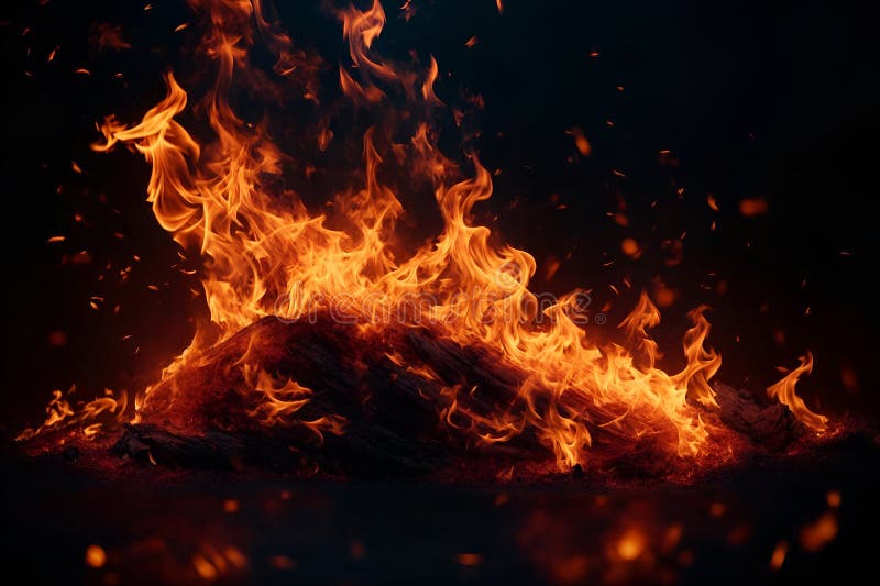 Fire Flames on Dark Background with Copy Space Stock Illustration ...