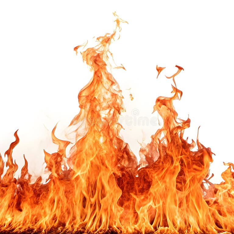 Fire Flames Effect Layer Isolated on White Background Stock ...