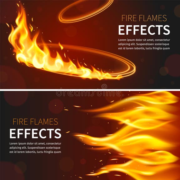 Fire Flames and Effects Realistic Banner Set Stock Illustration ...