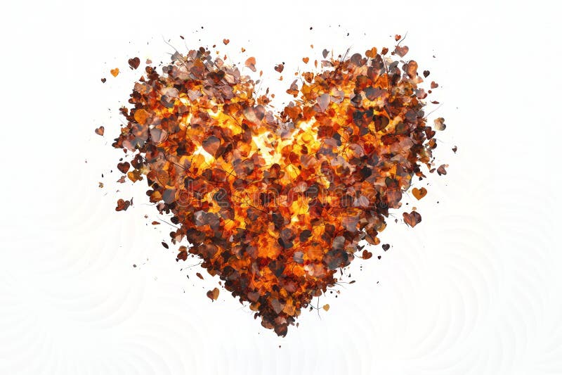 Fire Flames and Embers Creating a Heart Shape, Sharp and Detailed on a ...