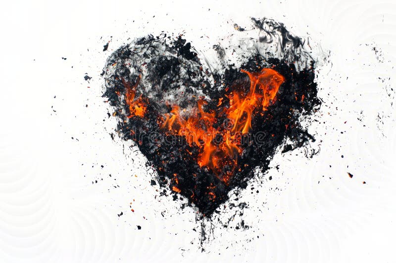 Fire Flames and Embers Creating a Heart Shape, Sharp and Detailed on a ...