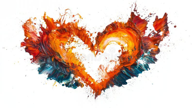 Fire Flames and Embers Creating a Heart Shape, Sharp and Detailed on a ...