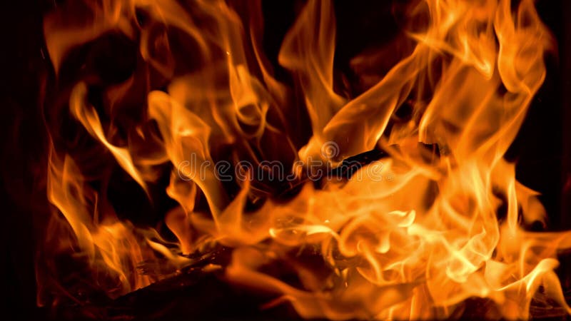 Fire Flames in Fireplace. Slow Motion 120 Fps. Stock Video - Video of ...