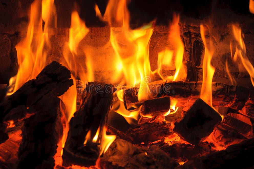Fire Flames. Flame Closeup from Burning Firewood Stock Image - Image of ...