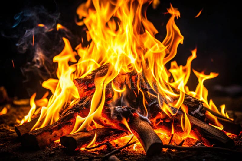 Fire Flames Flickering in the Dark Stock Illustration - Illustration of ...