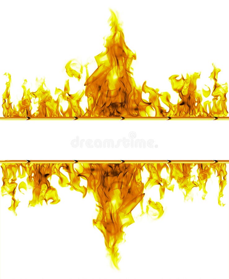 Fire Flames Frame on White Background Stock Photo - Image of ...