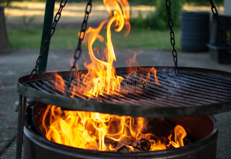 Fire Flames on the Grill Grate Stock Image - Image of fire, grate ...