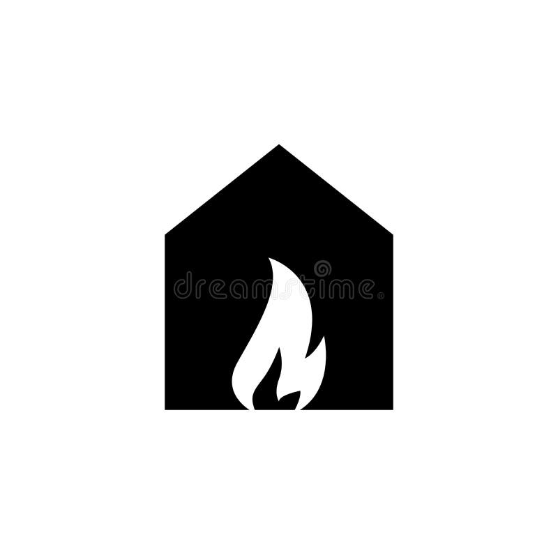 Fire Flames with House Logo, Fire House Icon Stock Vector ...
