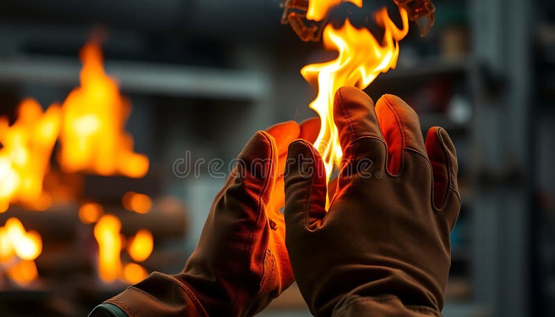 Fire Flames in Human Hands, Abstract Burning Energy and Powerful ...