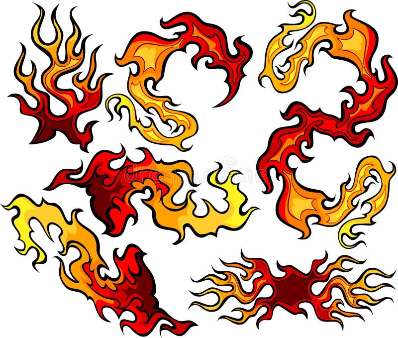 Fire and Flames Vector Icons Stock Vector - Illustration of elements ...