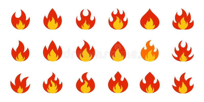 Fire Flames Icon Set. Fire Flames. Flame Symbols. Set of Colorful Fire ...
