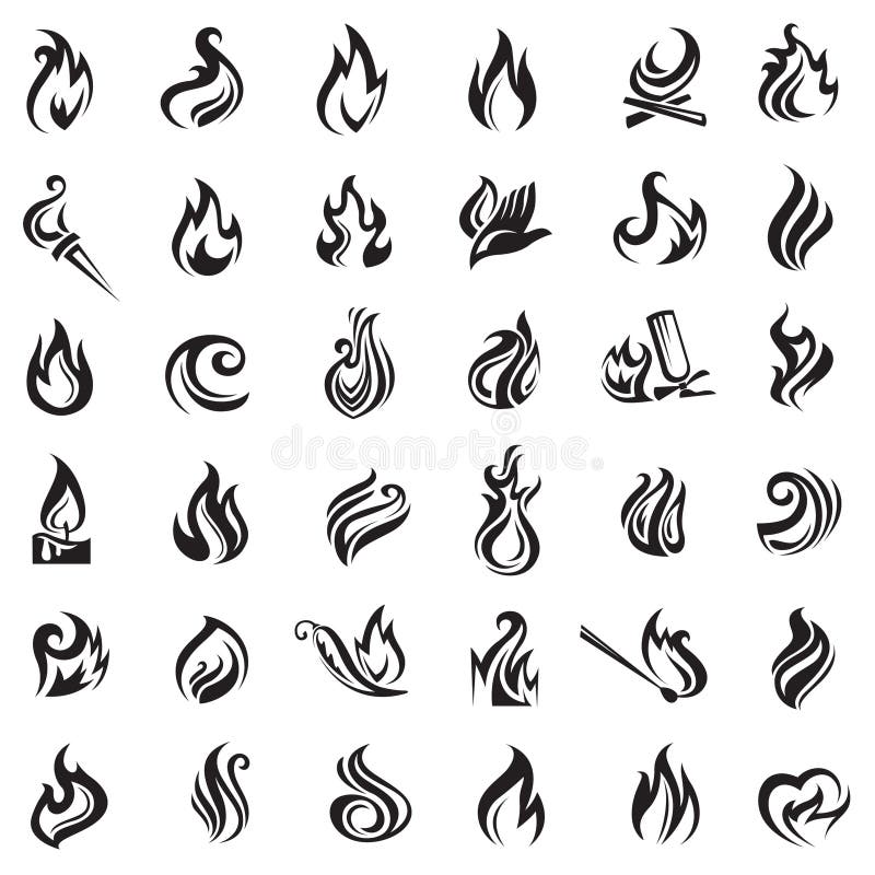 Fire and flames icons stock vector. Illustration of power - 79264612