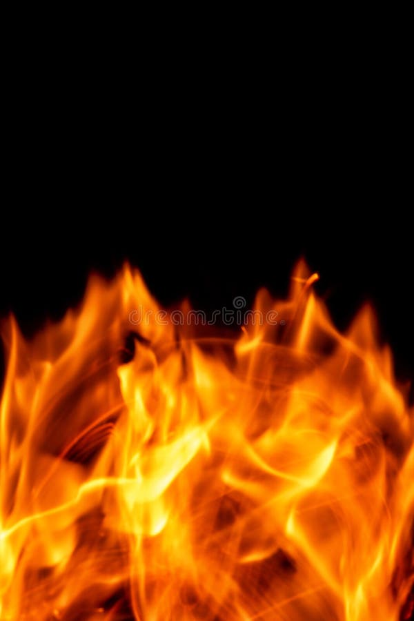 Fire Flames Isolated on a Black Backdrop. Abstract Fire Background ...
