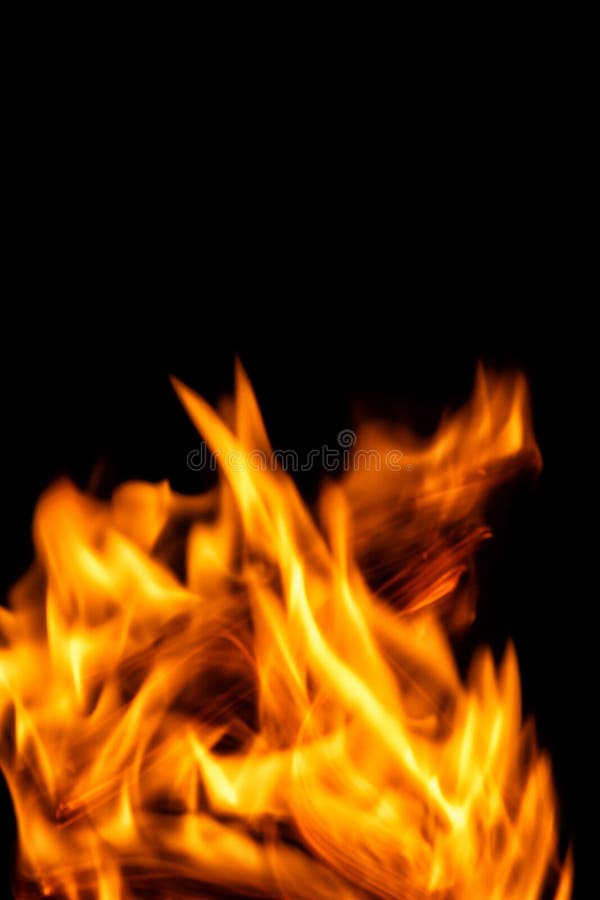 Fire Flames Isolated on a Black Backdrop. Abstract Fire Background ...