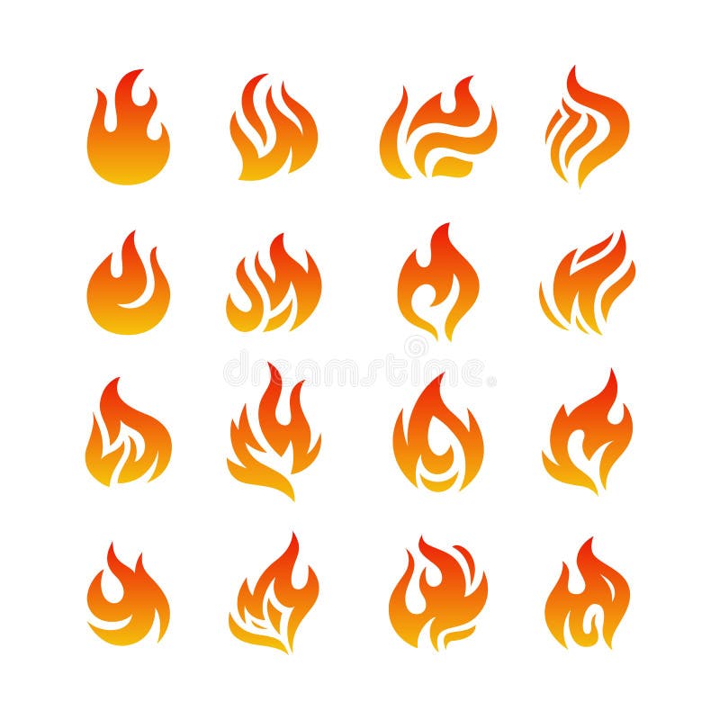 Fire and Flames Symbols Set Stock Vector - Illustration of icon ...