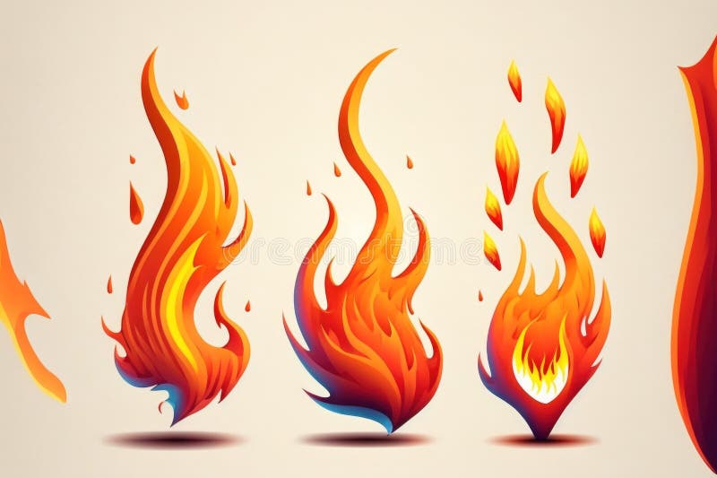 Fire Flames on White Background Stock Illustration - Illustration of ...