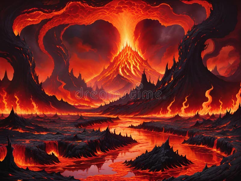 Fire and Flames in the Mountains Stock Illustration - Illustration of ...