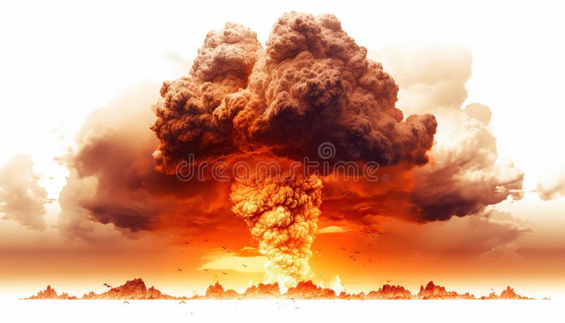 Atomic Bomb Explosion Isolated on White Background Stock Illustration ...