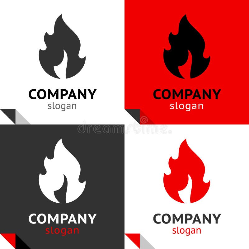 Fire Flames New Set Four Variants for Your Logo Stock Vector ...