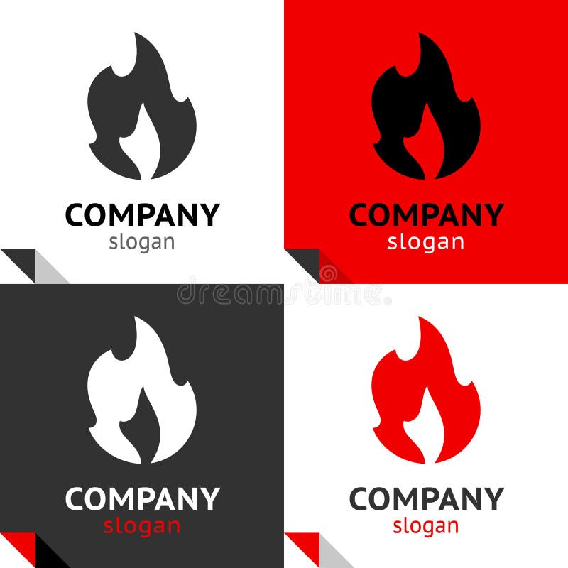 Fire Flames New Set Four Variants for Your Logo Stock Vector ...