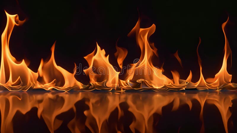 Fire Flames Reflecting on Black Background Stock Footage - Video of ...