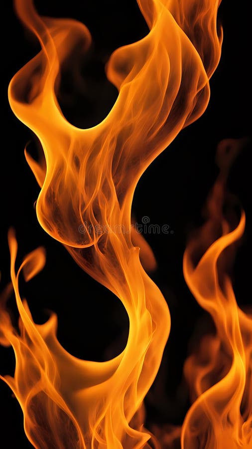 Fire Flames Rising Against a Dark Background Creating a Dramatic Effect ...