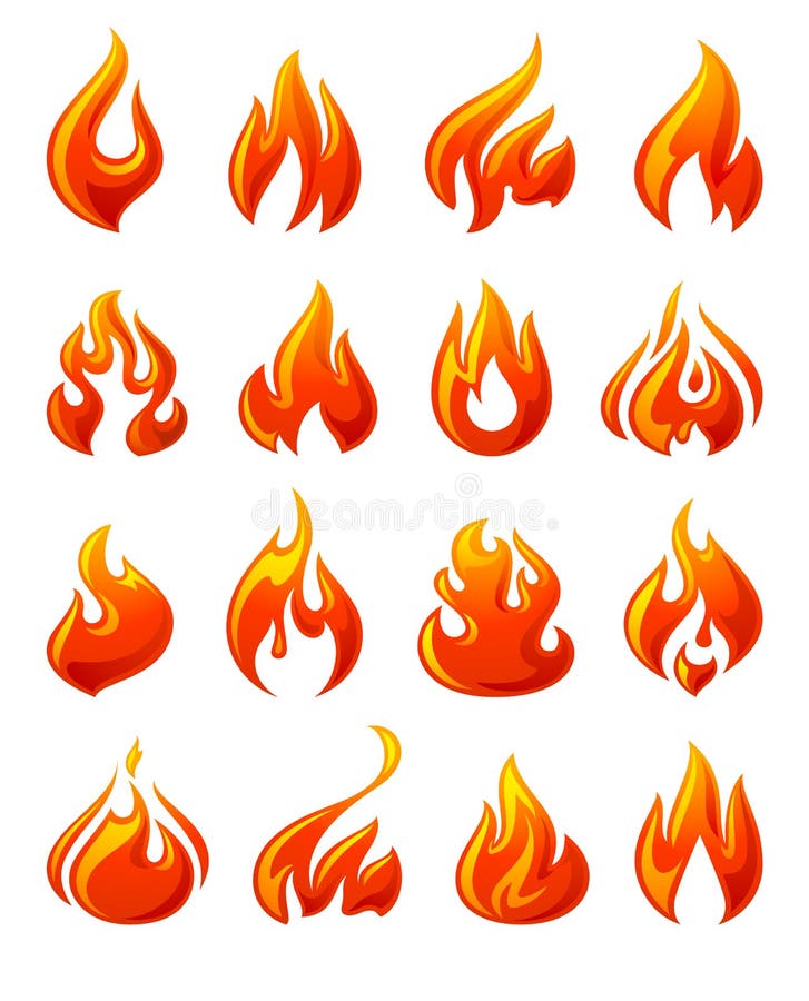 Fire Flames, Set 3d Red Icons Stock Vector - Illustration of campfire ...