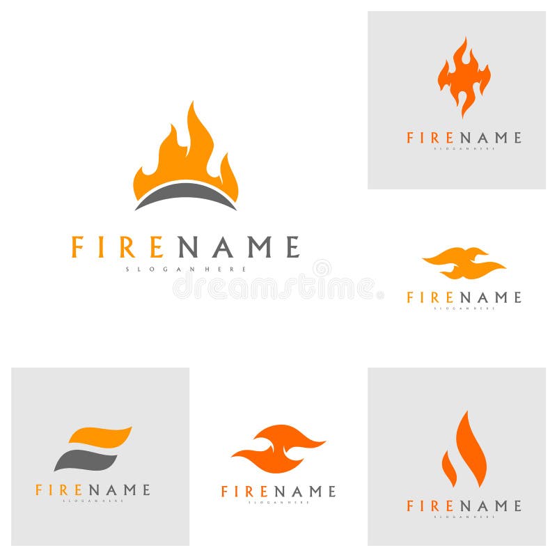 Fire Flames, Set of Fire Logo Design Inspiration Vector Icons Stock ...