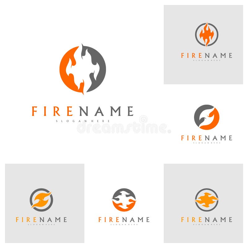 Fire Flames, Set of Fire Logo Design Inspiration Vector Icons Stock ...