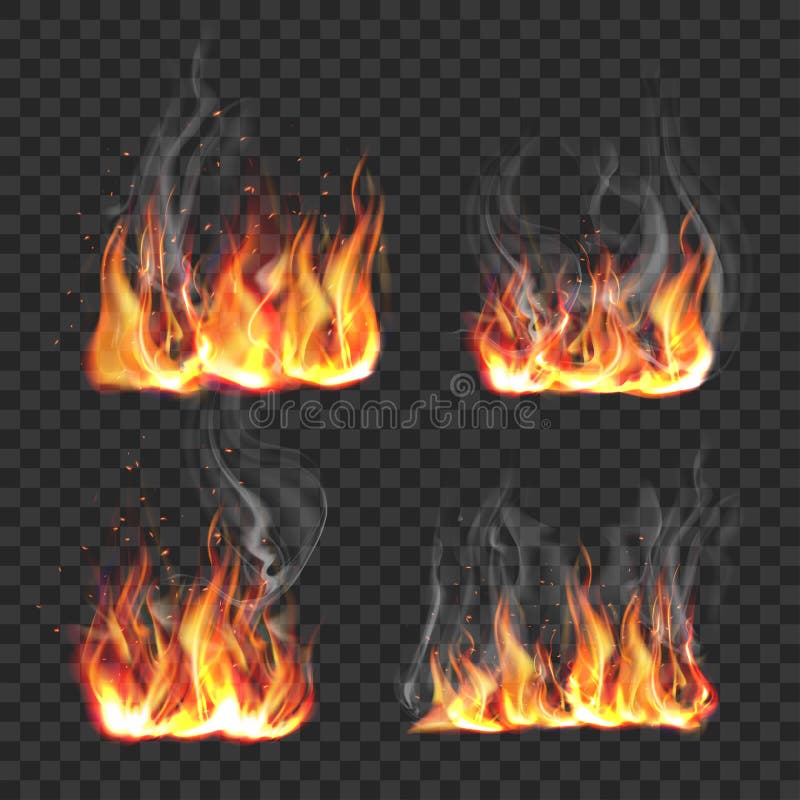 Fire Flames with Smoke and Sparks Effect Vector Stock Vector ...