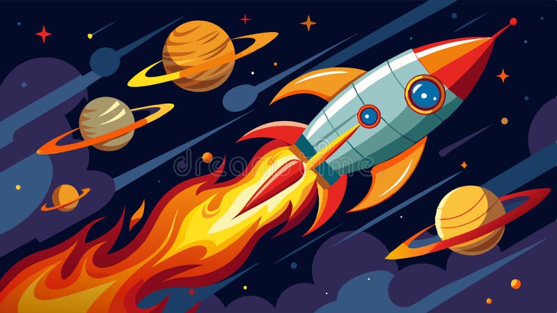 Fire Flames of Space Rocket Stock Vector - Illustration of glow, flames ...