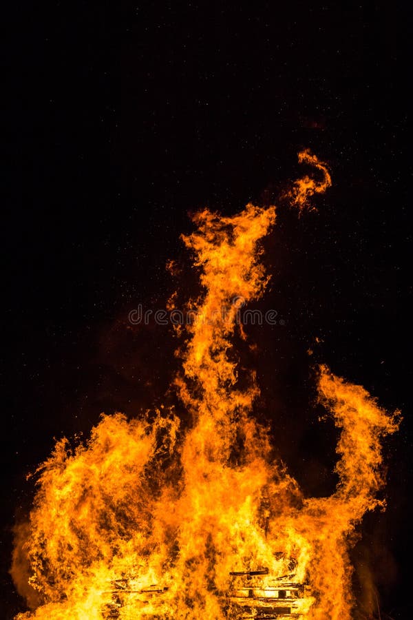 Fire Flames with Sparks and Ember on Black Background Stock Photo ...