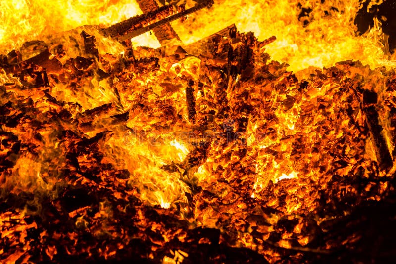 Fire Flames with Sparks and Ember on Black Background Stock Image ...