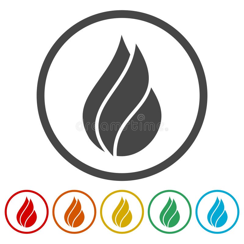 Fire flames, sticker set stock vector. Illustration of heat - 141634380