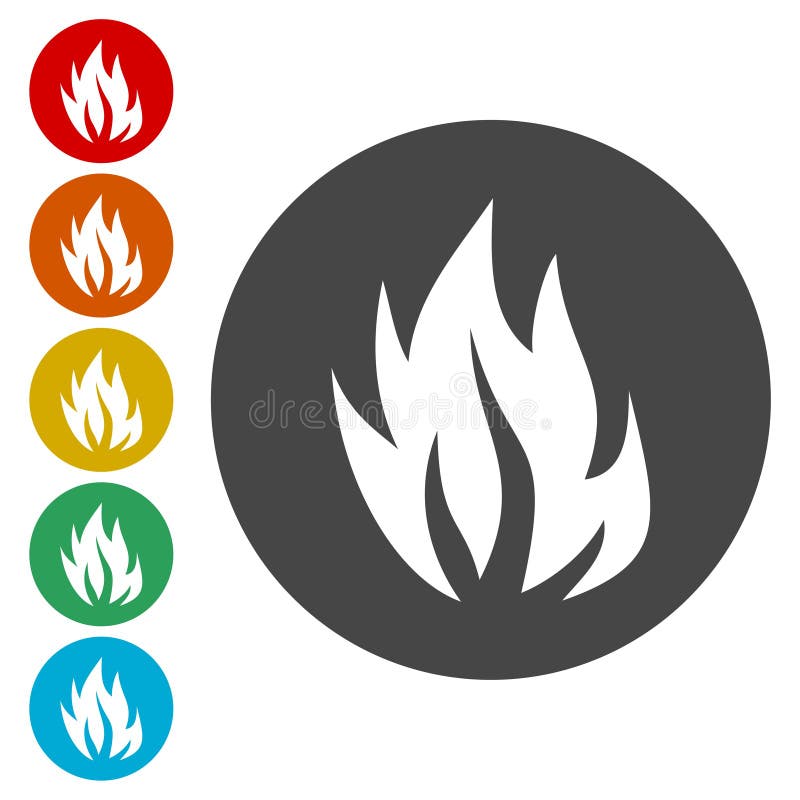 Fire flames, sticker set stock vector. Illustration of design - 135739680