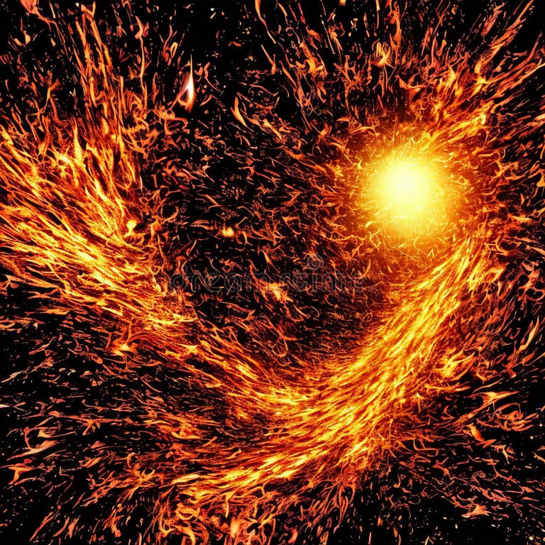 Fire flames in universe stock illustration. Illustration of bang ...