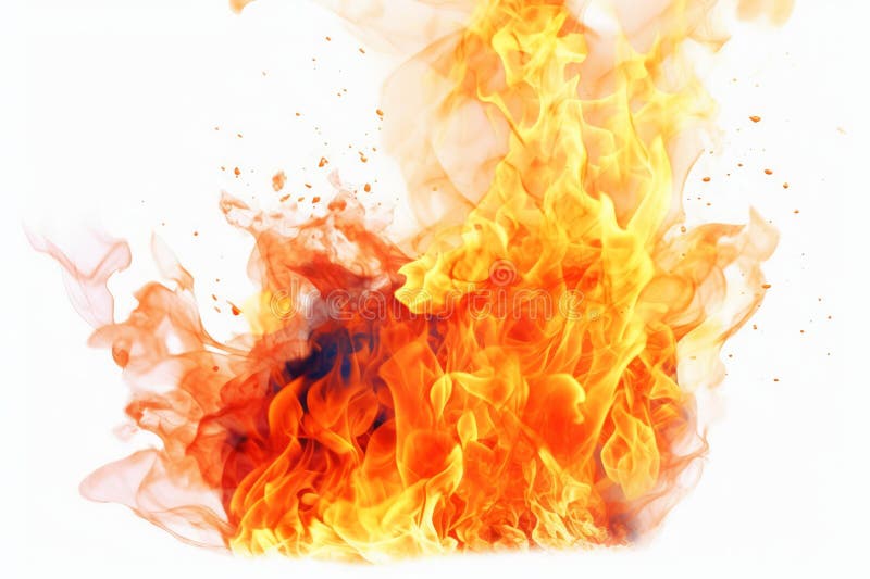 Fire Flames on White Background. Red, Orange, Yellow and Black Colors ...