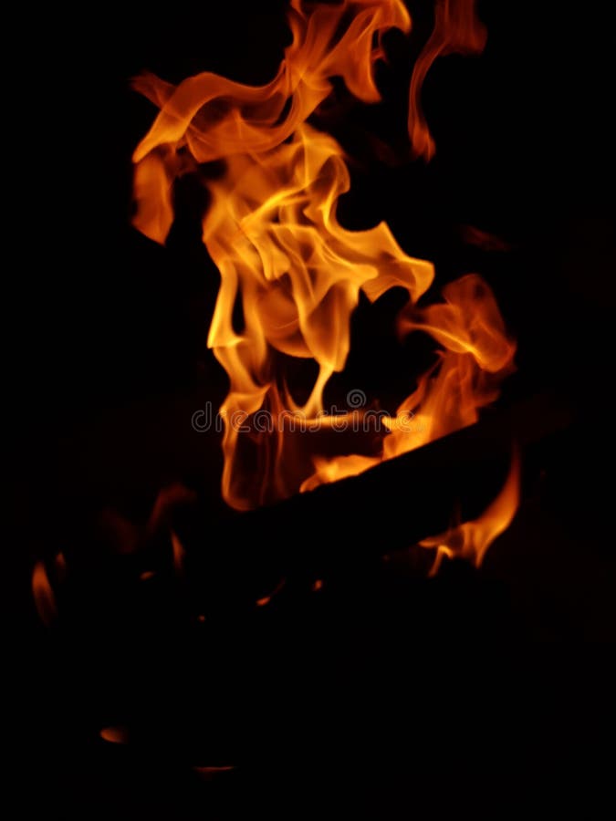 Fire Flmes Coming Out of a Bonfire in Dark Stock Image - Image of ...