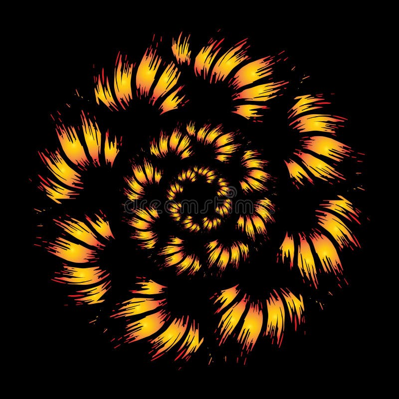 Fire Flower on Black Background. Stock Vector - Illustration of flower ...