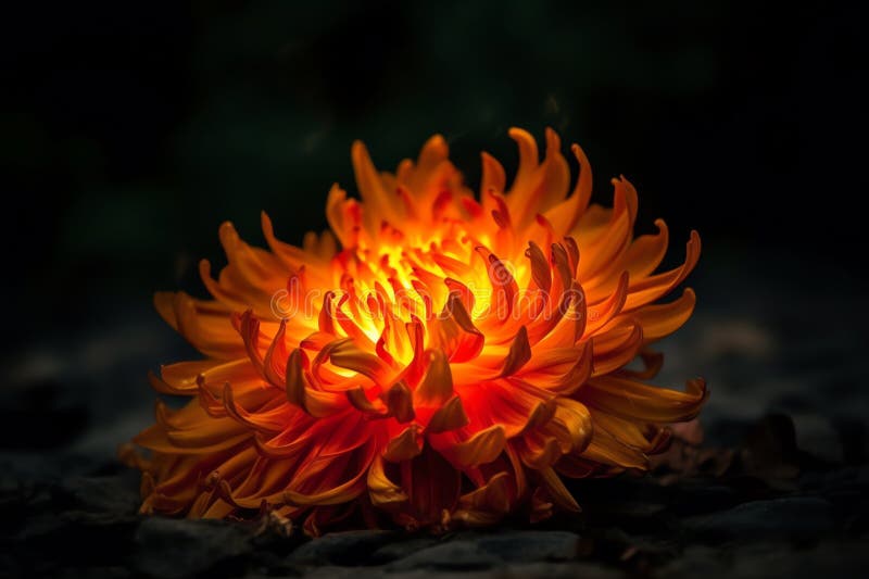 Fire flower. Generative AI stock illustration. Illustration of abstract ...