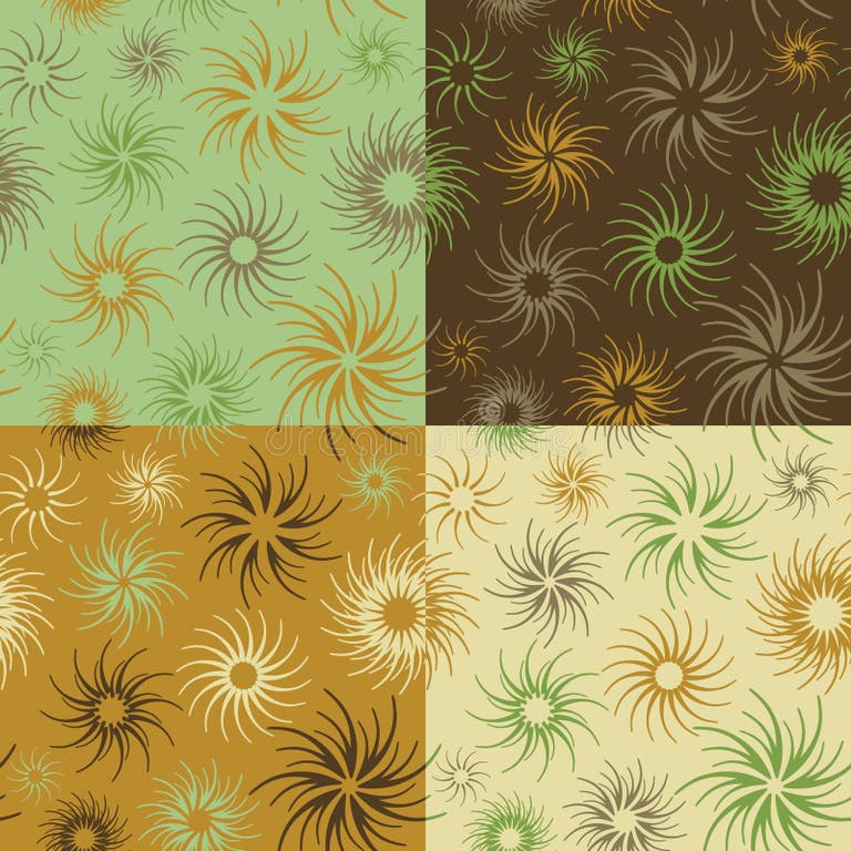 Fire Flower Pattern in Green-Brown Stock Vector - Illustration of ...