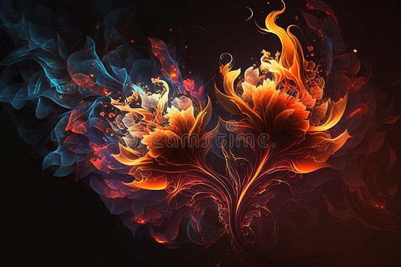 Fire Flowers Background stock illustration. Illustration of surreal ...