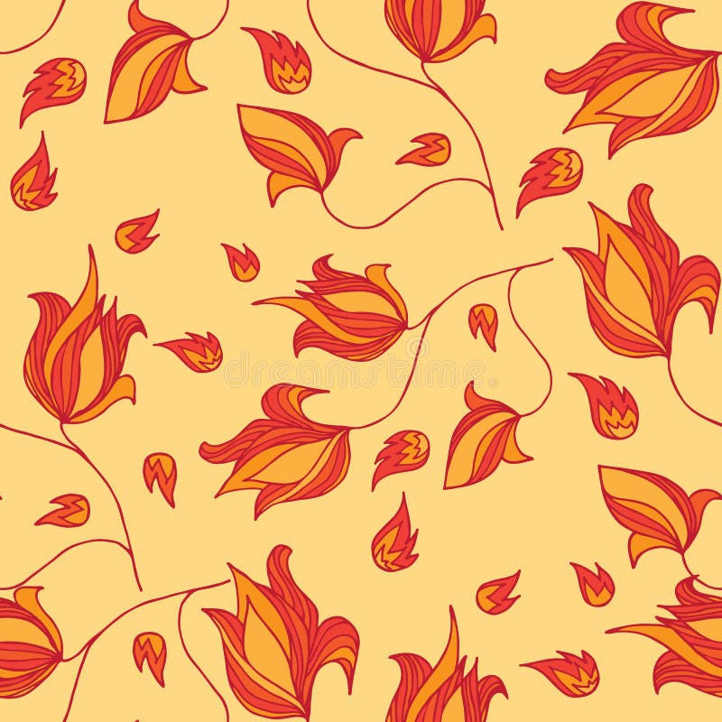 Fire Flowers Seamless Pattern Stock Vector - Illustration of colored ...
