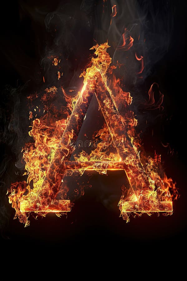 Fire Font Alphabet a Made of Burning Fire Letter on Black Background ...