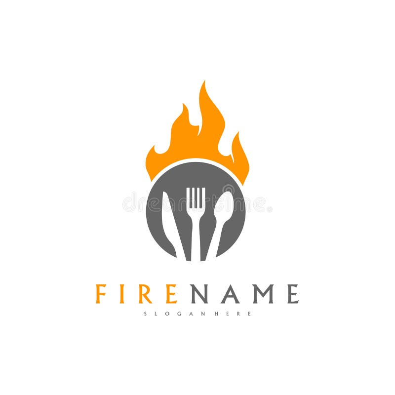 Fire Food Logo Template, Hot Food Logo Designs Concept Vector Stock ...