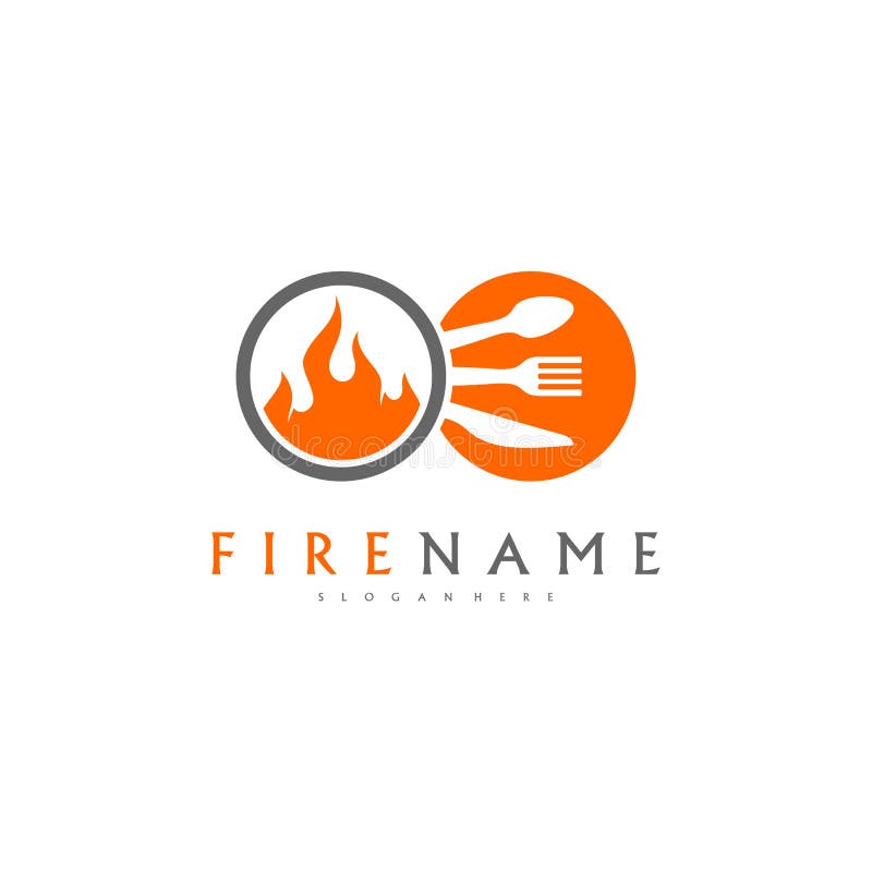Fire Food Logo Template, Hot Food Logo Designs Concept Vector Stock ...