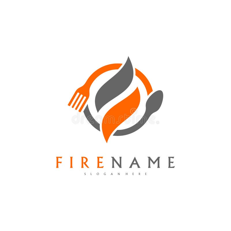 Fire Food Logo Template, Hot Food Logo Designs Concept Vector Stock ...