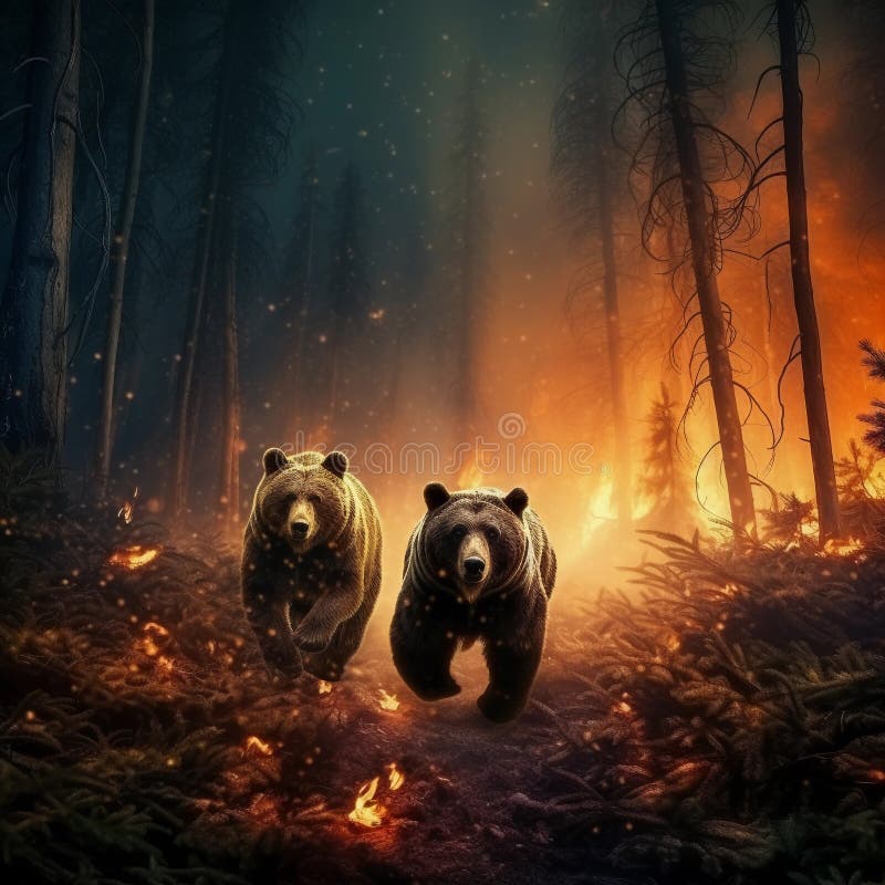 Fire in the Forest. Animals Running from the Fire Stock Illustration ...