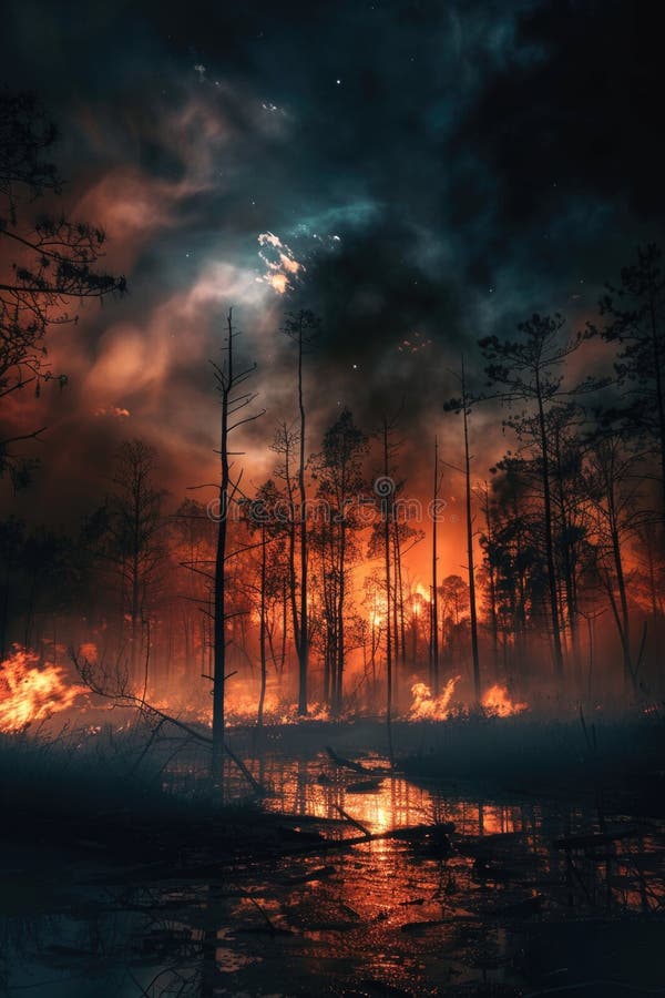 Fire in Forest stock image. Image of wildfire, nature - 377877217